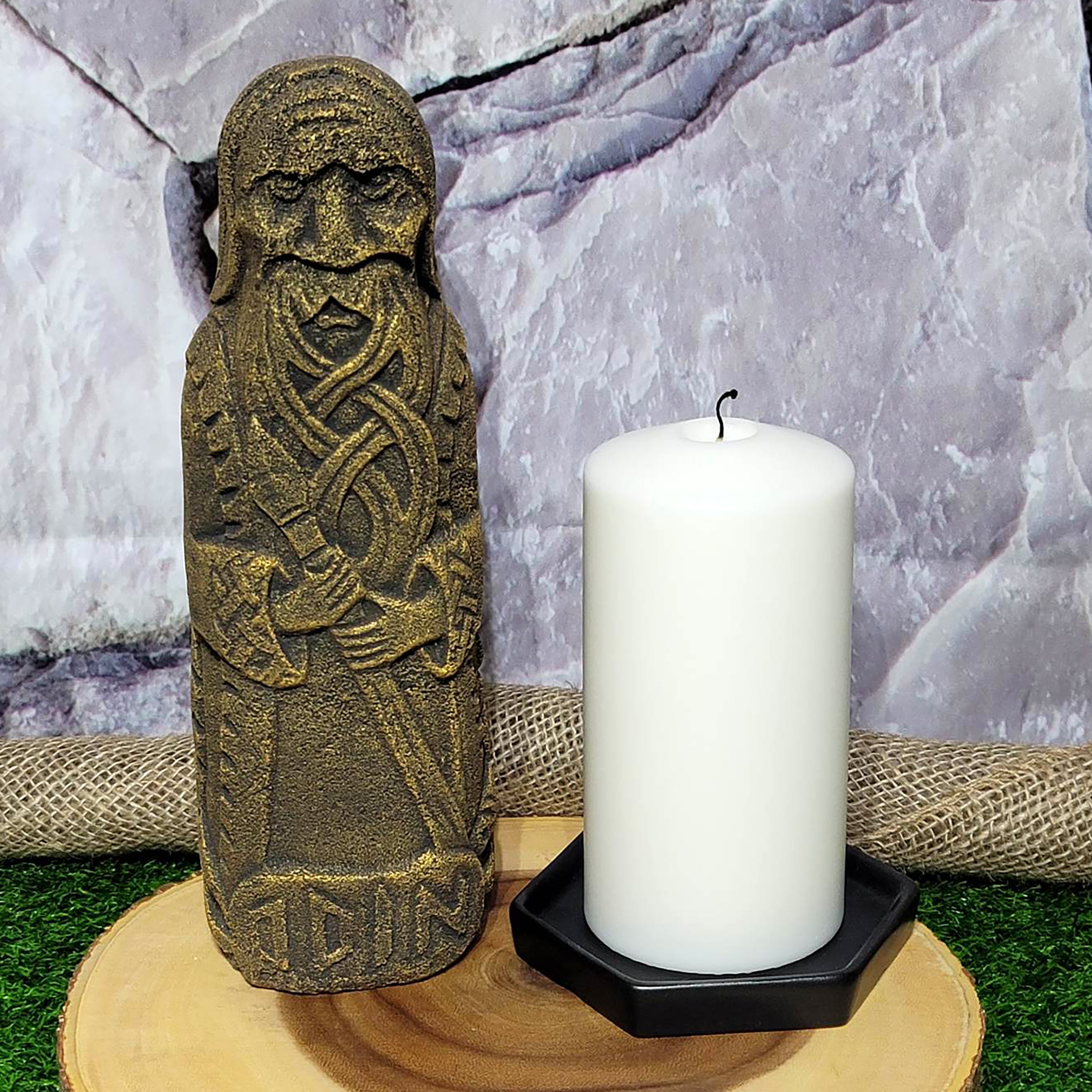 Volcanic Stone Odin Statue - 10.5" High