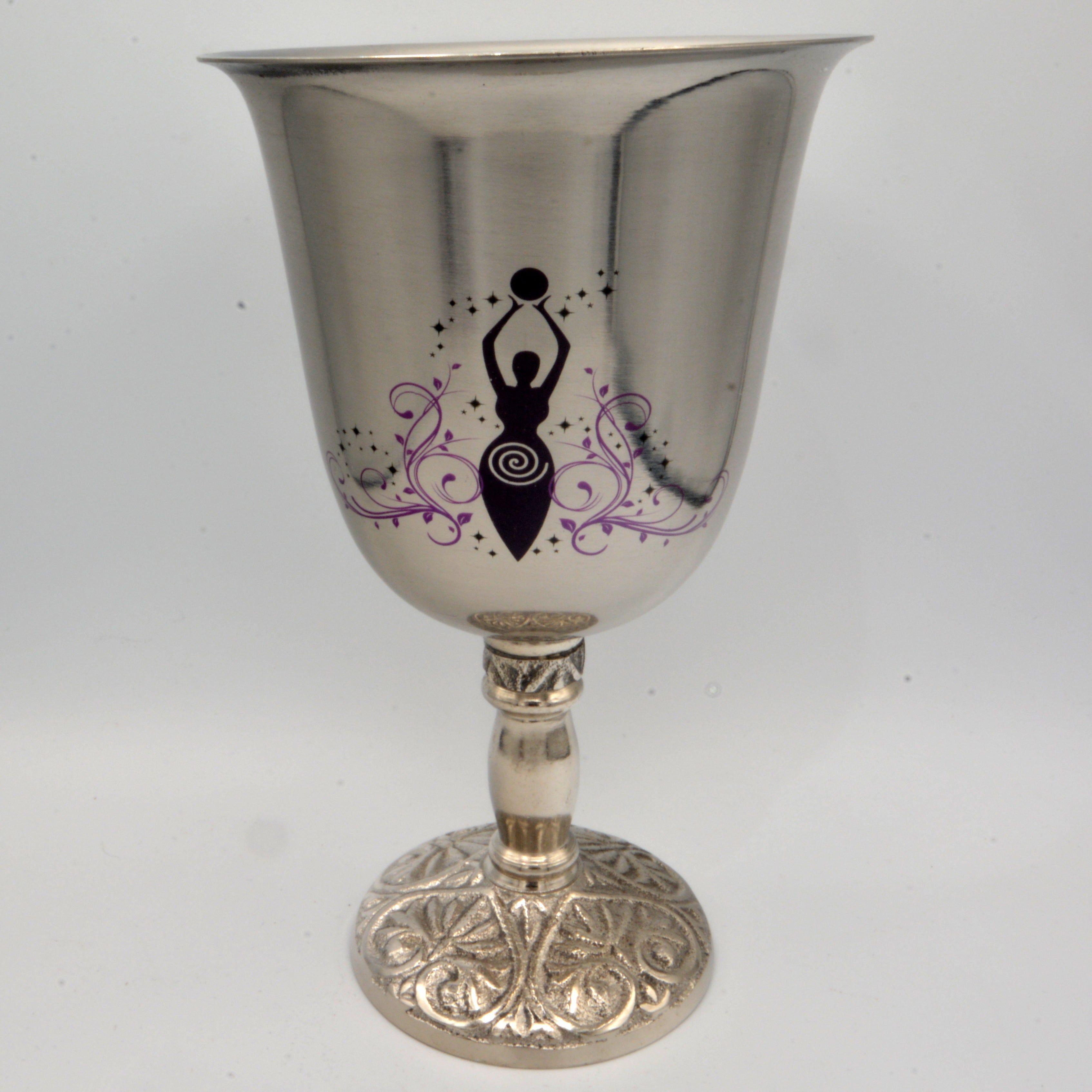 Stainless Steel Chalice - Moon Goddess 7"