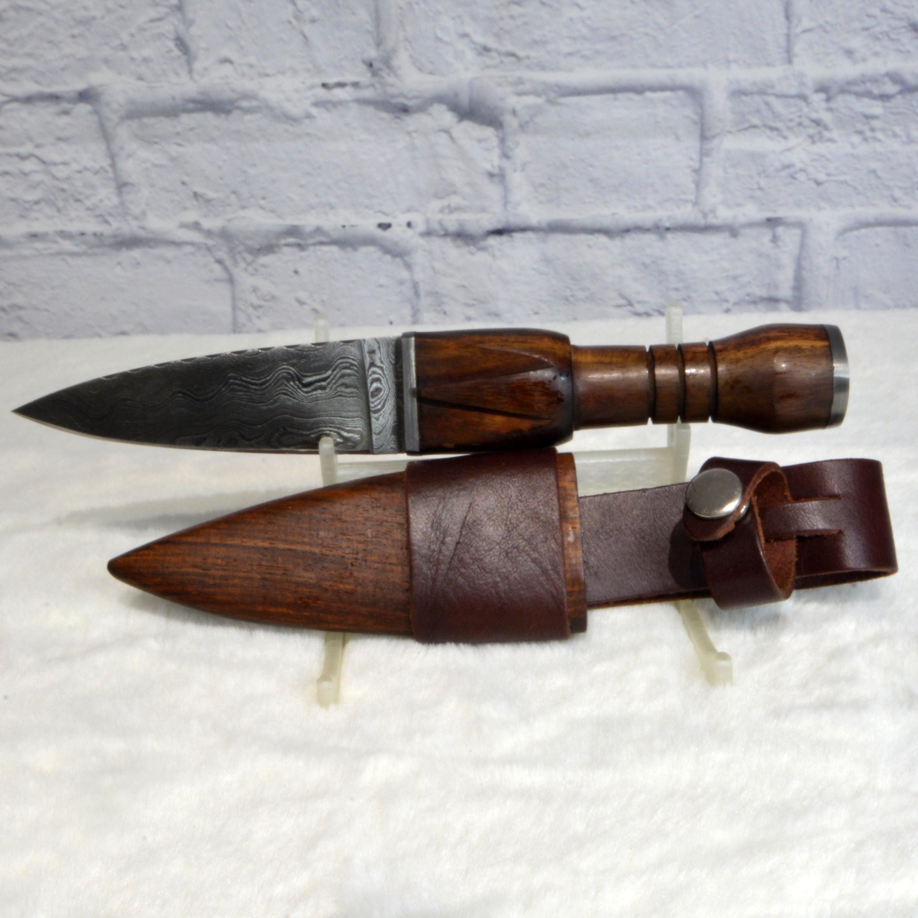 Athame - Sgian Dubh Damascus Steel Bladed - 9.5" Long