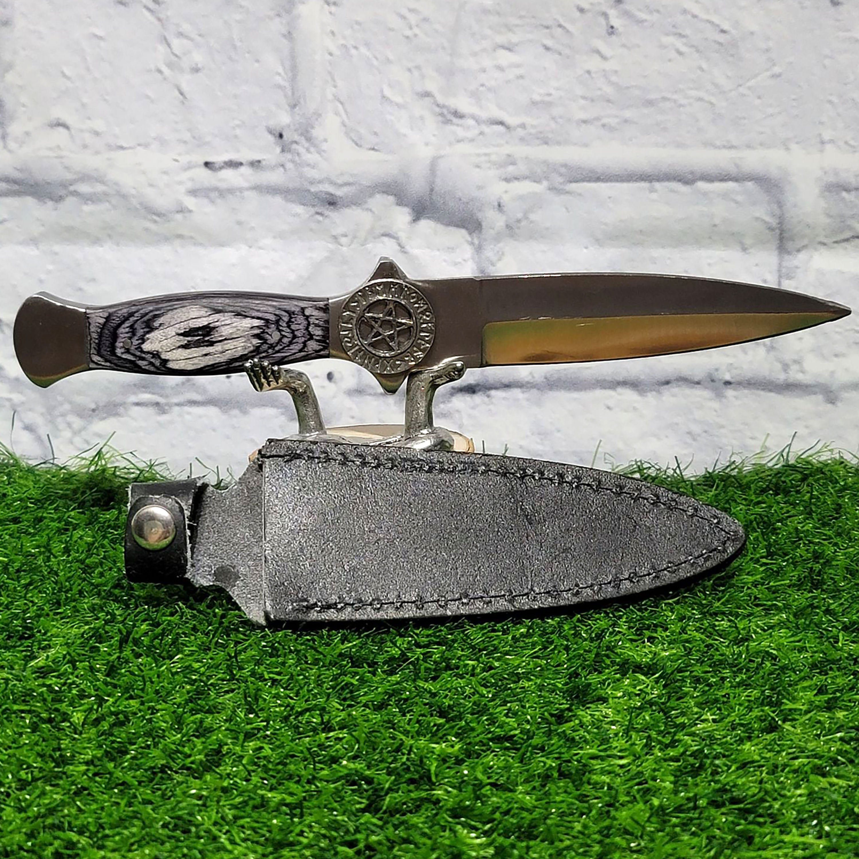 Athame - Rune Pentagram - 9.5" Long