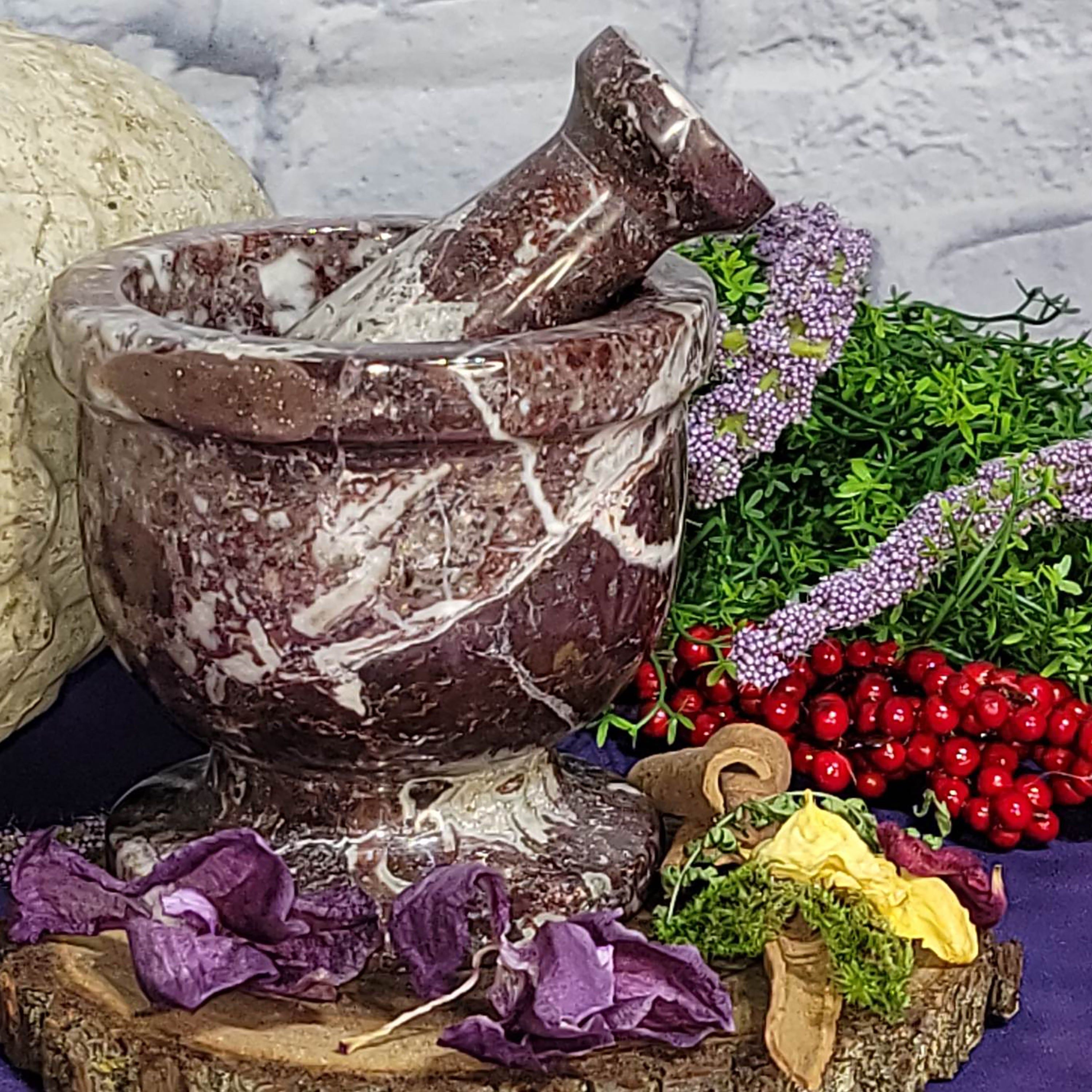 Mortar & Pestle - Red Zebra Marble - 4"